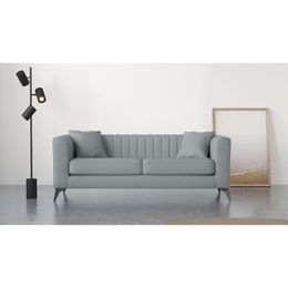 Home Affaire 3-Sitzer &raquo;MATTHEW elegantes Designsofa, Ma&szlig;e B/T/H: 201/86/74 cm&laquo; feine Steppung im R&uuml;ckenbereich, lose Sitzkissen, incl. Zierkissen grau