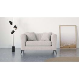 Home Affaire Loveseat »MATTHEW Loungesessel, Maße B/T/H: 130/86/74 cm« incl. Zierkissen, feine Steppung im Rücken, belastbar bis 200kg hellbeige