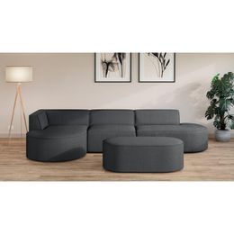 OTTO HOME Ecksofa »EIVIND Designer Sofa mit Ottomane rechts/links, B/T/H: 343/159/72 cm« L-Form mit Wellenunterfederung, auch in Feincord und...