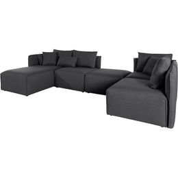 OTTO home Wohnlandschaft &raquo;N&ouml;re U-Form&laquo; 5 Teile, in vielen Bezugsqualit&auml;ten und Farben s. auch "N&ouml;re" grau Struktur fein (100% Polyester);Struktur (100