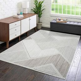 Carpet City Teppich »LINDO 8877« rechteckig 11 mm Höhe Kurzflor, Hochtief-Muster/ 3D-Effekt, Fransen, Boho-Stil, Wohnzimmer grün Obermaterial: 100%...