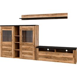 Home Affaire Wohnwand »Larona, Wohnwand, Set 3 teilig, « 3 Stk. tlg. satinnussbaum-touchwood/satinnussbaum Set besteht aus 1 Stauraumschrank, 1...