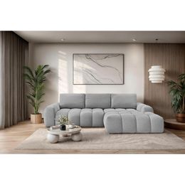 OTTO HOME Ecksofa »AZITA klein optionale Schlafsofa mit Bettkasten, B/T/H: 270/166, 5/84cm« L-Form mit Wellenunterfederung, Bubble-Optik grau
