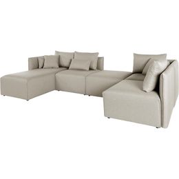 OTTO home Wohnlandschaft &raquo;N&ouml;re U-Form&laquo; 5 Teile, in vielen Bezugsqualit&auml;ten und Farben s. auch "N&ouml;re" beige Struktur fein (100% Polyester);Struktur (