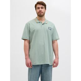 Jack & Jones PlusSize JACK & JONES PLUSSIZE Poloshirt »JJHUDSON POLO SS PLS« Iceberg Green 3XL 3XL Unifarbener Stil mit Farbeinsatz und Print: setzt modische Akzente