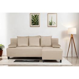 Home Affaire Ecksofa »IWALANI, Schlafsofa mit Bettkasten, Recamiere beidseitig montierbar« L-Form, B/T/H 199/135/83 cm, Struktur weich & Velvet...