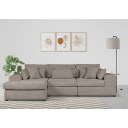 OTTO home Ecksofa &raquo;Florid L-Form&laquo; 3 Teile, bestehend aus Modulen, viele Bezugsqualit&auml;ten, auch in Cord grau Baumwollmix (60% Baumwolle/40% Leinen);