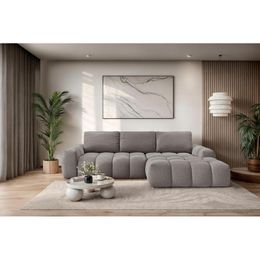 OTTO HOME Ecksofa »AZITA klein optionale Schlafsofa mit Bettkasten, B/T/H: 270/166, 5/84cm« L-Form mit Wellenunterfederung, Bubble-Optik taupe