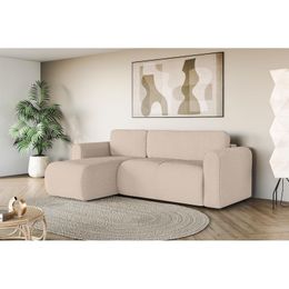 OTTO HOME Ecksofa »Zacharia wahlweise Schlafsofa mit Bettkasten, B/T/H 250/166/86 cm« L-Form mit Wellenunterfederung, Recamiere beidseitig...