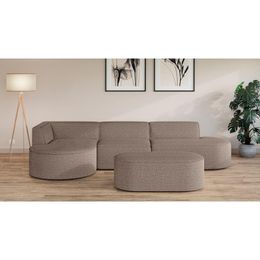 OTTO HOME Ecksofa »EIVIND Designer Sofa mit Ottomane rechts/links, B/T/H: 343/159/72 cm« L-Form mit Wellenunterfederung, auch in Feincord und...