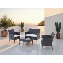 Konifera Gartenlounge-Set »Balkonset »Palma«« Set, 1x2er Sofa, 2 Sessel, Tisch 41x71x39 cm, inkl. Auflagen, 7 Stk. tlg. Stahl/Polyrattan Schwarz +...