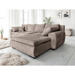 Home Affaire Ecksofa »Cara Mia L-Form, B: 325 cm« mit 4 Zierkissen, optional Bettfunktion & Bettkasten taupe