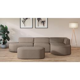 OTTO home Ecksofa &raquo;EIVIND Designer Sofa mit Ottomane rechts/links, B/T/H: 343/159/72 cm&laquo; L-Form mit Wellenunterfederung, auch in Feincord und Boucl&eacute; 