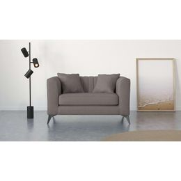 Home Affaire Loveseat »MATTHEW Loungesessel, Maße B/T/H: 130/86/74 cm« incl. Zierkissen, feine Steppung im Rücken, belastbar bis 200kg taupe