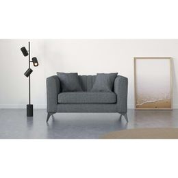 Home Affaire Loveseat »MATTHEW Loungesessel, Maße B/T/H: 130/86/74 cm« incl. Zierkissen, feine Steppung im Rücken, belastbar bis 200kg anthrazit