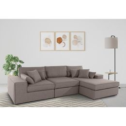 OTTO home Ecksofa &raquo;Florid L-Form&laquo; 3 Teile, bestehend aus Modulen, viele Bezugsqualit&auml;ten, auch in Cord beige Baumwollmix (60% Baumwolle/40% Leinen);