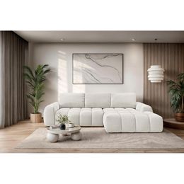 OTTO HOME Ecksofa »AZITA klein optionale Schlafsofa mit Bettkasten, B/T/H: 270/166, 5/84cm« L-Form mit Wellenunterfederung, Bubble-Optik creme