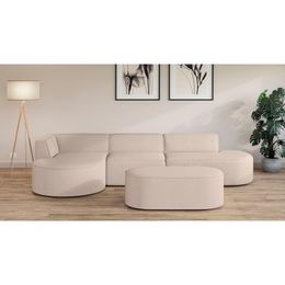 OTTO home Ecksofa &raquo;EIVIND Designer Sofa mit Ottomane rechts/links, B/T/H: 343/159/72 cm&laquo; L-Form mit Wellenunterfederung, auch in Feincord und Boucl&eacute; 