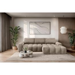 OTTO HOME Ecksofa »AZITA klein optionale Schlafsofa mit Bettkasten, B/T/H: 270/166, 5/84cm« L-Form mit Wellenunterfederung, Bubble-Optik taupe