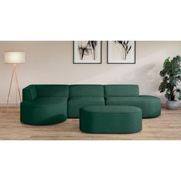 OTTO HOME Ecksofa »EIVIND Designer Sofa mit Ottomane rechts/links, B/T/H: 343/159/72 cm« L-Form mit Wellenunterfederung, auch in Feincord und...