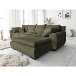 Home Affaire Ecksofa »Cara Mia L-Form, B: 325 cm« mit 4 Zierkissen, optional Bettfunktion & Bettkasten olive