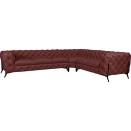 Home Affaire Chesterfield-Sofa »Amaury L-Form« großes Ecksofa, Chesterfield-Optik, Breite 323 cm, Fußfarbe wählbar rose