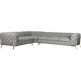 Home Affaire Chesterfield-Sofa »Amaury L-Form« großes Ecksofa, Chesterfield-Optik, Breite 323 cm, Fußfarbe wählbar silber