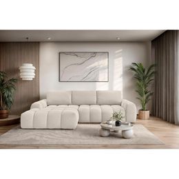 OTTO HOME Ecksofa »AZITA klein optionale Schlafsofa mit Bettkasten, B/T/H: 270/166, 5/84cm« L-Form mit Wellenunterfederung, Bubble-Optik beige