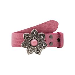 Rettungsring G&uuml;rtel Herren Lederg&uuml;rtel mit austauschbarer Schlie&szlig;e &raquo;Blume Mit Rosa Stein&laquo; pink