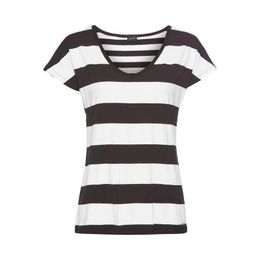 Laura Scott T-Shirt im Streifen-Mix schwarz-weiß-gestreift 40/42 40/42 V-Ausschnitt - perfekt für den lässigen Lagen-Look