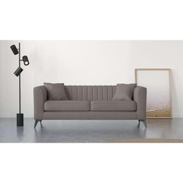 Home Affaire 3-Sitzer &raquo;MATTHEW elegantes Designsofa, Ma&szlig;e B/T/H: 201/86/74 cm&laquo; feine Steppung im R&uuml;ckenbereich, lose Sitzkissen, incl. Zierkissen grau