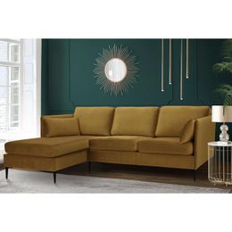 Home Affaire Ecksofa &raquo;Light L-Form&laquo; inklusive loser Zierkissen, mit schmalen Armlehnen und Teleskopf&uuml;&szlig;en braun 100% Polyester
