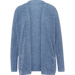 Damen Strickjacke mit aufgesetzten Taschen mittelblau-meliert, Gr&ouml;&szlig;e 52