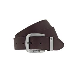 Mustang Herren Mustang Lederg&uuml;rtel Dornschlie&szlig;e aus geschw&auml;rztem Silber, mit Logo-Schriftzug, 3,5 cm braun
