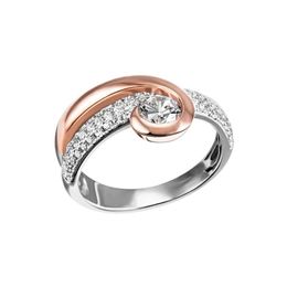 Firetti Fingerring »Schmuck Geschenk Silber 925 Silberring bicolor glitzernd« mit Zirkonia (synth.) silberfarben-roségoldfarben-kristallweiß 52...