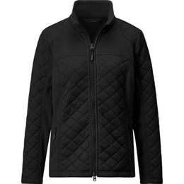 Damen Fleecejacke mit Rei&szlig;verschluss-Taschen schwarz, Gr&ouml;&szlig;e 48