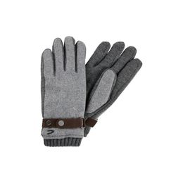 Camel Active Strickhandschuhe mit Schnalle und Druckknöpfen, Woll-Anteil Grey Melange