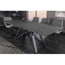 Riess Ambiente Ausziehbarer Esstisch ATLAS 160-200cm graphit grau Keramik schwarz Metall Riess-Ambiente Esszimmertisch rechteckig 8+ Personen Industrie & Loft Modern