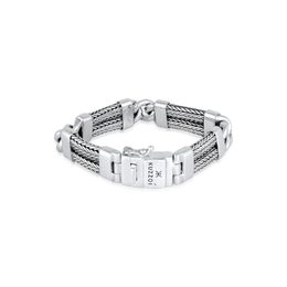 Kuzzoi Armband »Herren Panzer Gliederarmband Modern 925 Silber« Silber 21cm Auffallendes Armband für den Mann
