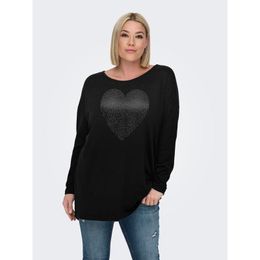 Only CARMAKOMA Langarmshirt »CARALBA LS LONG TOP JRS« mit Glitzernieten Black Detail:Studs Heart L L Shirt von Only CARMAKOMA mit Frontdruck und...