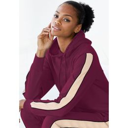 s.Oliver Hoodie, mit Kontrast Eins&auml;tzen, Loungewear dunkelrot 36/38 36/38 Hoodie mit Kapuze