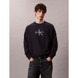 Calvin Klein Jeans Herren Sweatshirt &raquo;LS EU 350TERRY MONOLOGO CN SWTSH&laquo;, Rundhalsausschnitt, regular fit blau M