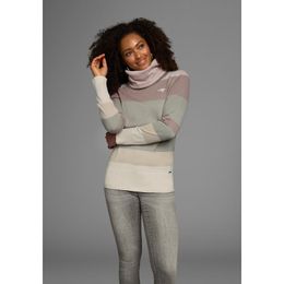 Kangaroos Damen Kangaroos Rollkragenpullover gestreift mit hohem Stehkragen beige 44/46
