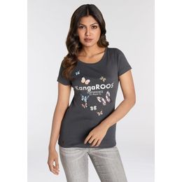 Kangaroos Damen Kangaroos T-Shirt Kurzarm, k&ouml;rpernahe Passform, aus Rippware bunt 36/38