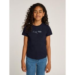 Tommy Hilfiger T-Shirt, mit glitzerndem Schriftzug Dark Night Navy 7 (122) 7 (122) Basic T-Shirt von Tommy Hilfiger