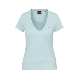 BOSS Orange V-Shirt &raquo;Eslane Premium Damenmode&laquo; mit Logoschriftzug Turquoise/Aqua 442 L (40) L (40) Shirt von BOSS Orange Womenswear