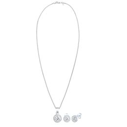 Elli Premium Schmuckset Kristall Kette, Kristall Ring, Solitär-Kette Damen Größe One Size silber