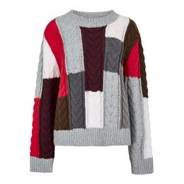 Apricot Colour Block Chunky Knit Cable Jumper ' ' Damen Gr&ouml;&szlig;e XXL grau