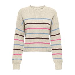 Only Pullover 'ONLIbi' Damen Gr&ouml;&szlig;e M beige / hellblau / schoko / pink