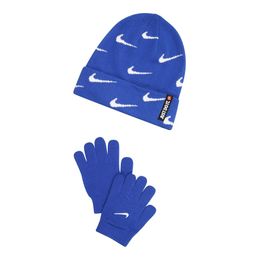 Nike Sportswear Set: Handschuhe und M&uuml;tze 'SWOOSH REPEAT' M&auml;dchen Gr&ouml;&szlig;e XXXS royalblau / wei&szlig;